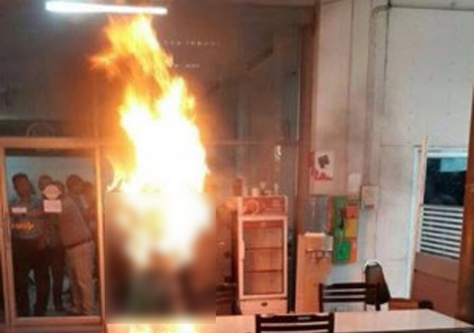 Indebted woman set fire to herself at government office