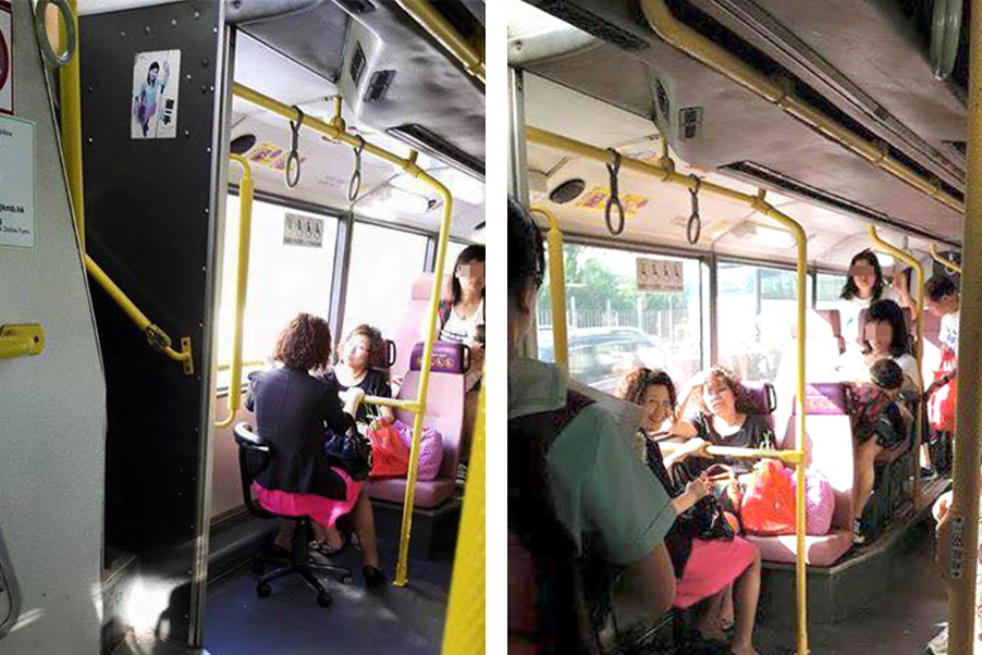Problem-solving woman brings her own seat onto double-decker | Coconuts
