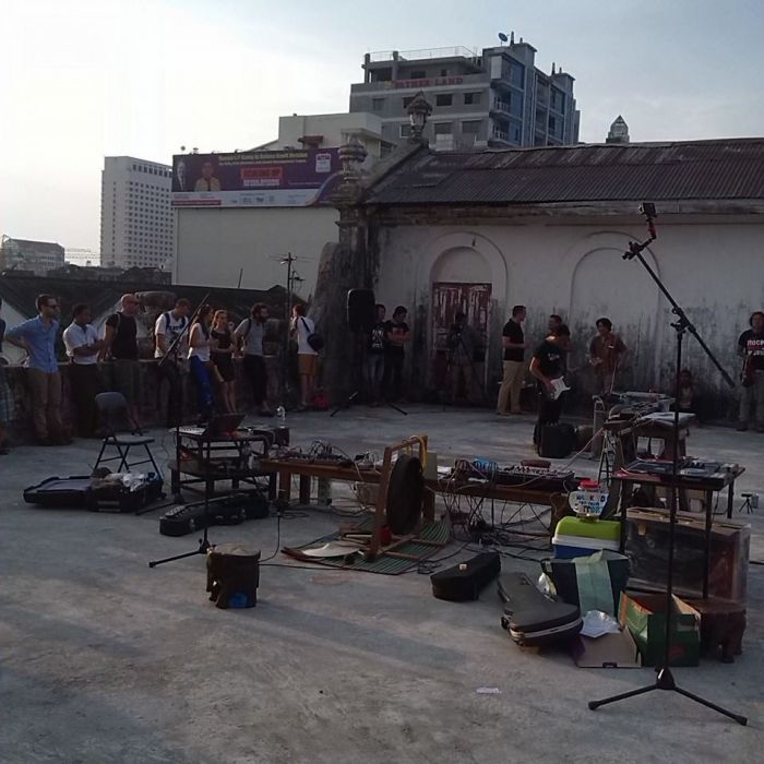 Watch gritty experimental music performed at dusk on a Yangon rooftop ...