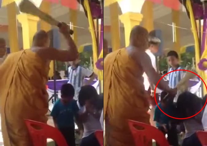 Monk defends smacking people’s head with holy stick (VIDEO)