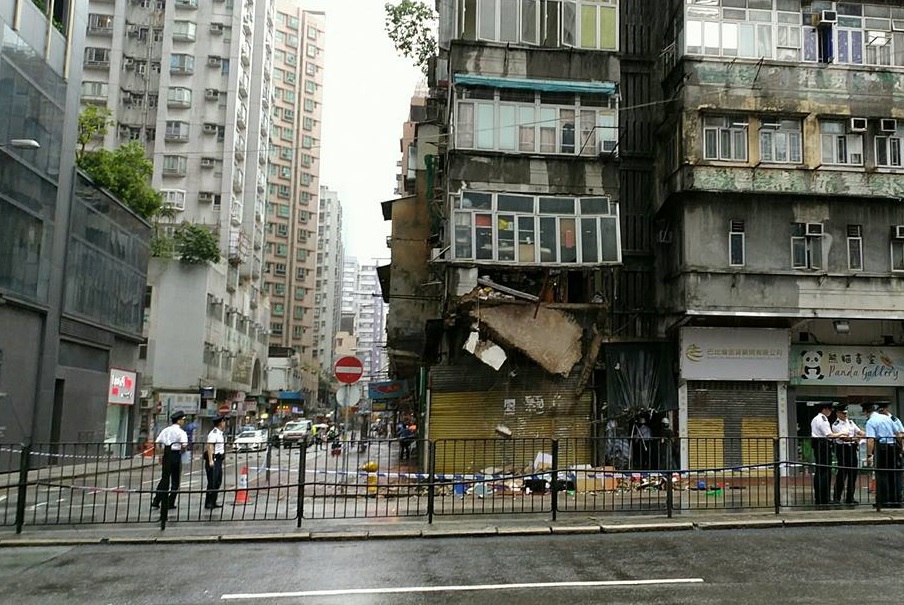 Tenement building balcony collapses in Hung Hom during Amber Rainstorm ...