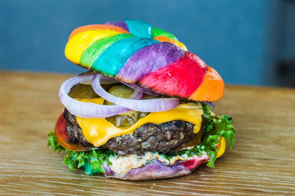 Beautiful Burger Buns: Rainbow buns served for pride month at Bad Burger