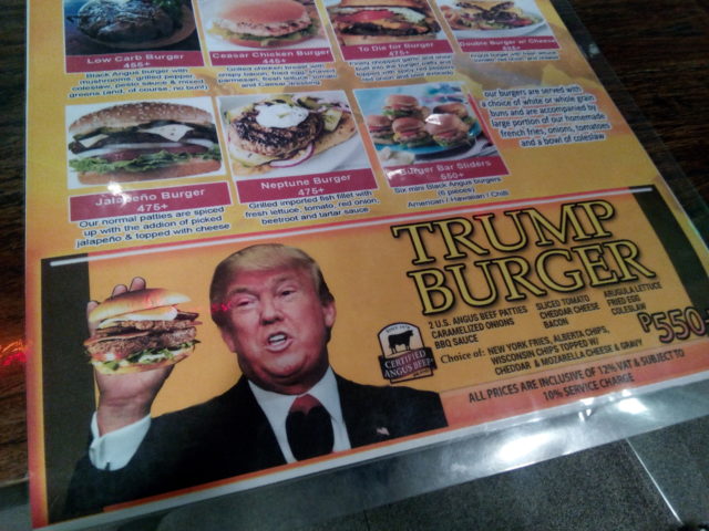 A Donald Trump burger? Yup. And it's yuuuuuge. | Coconuts