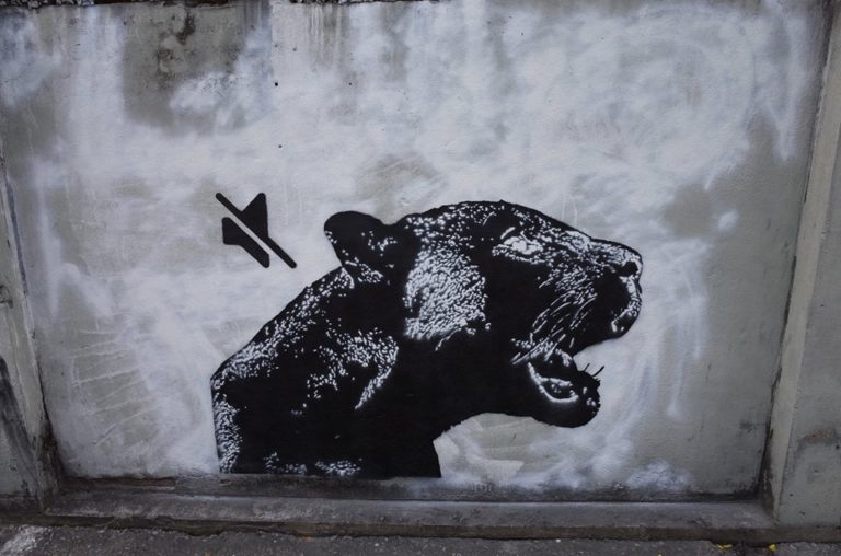 Stencil graffiti of silenced black leopard goes viral, then ...