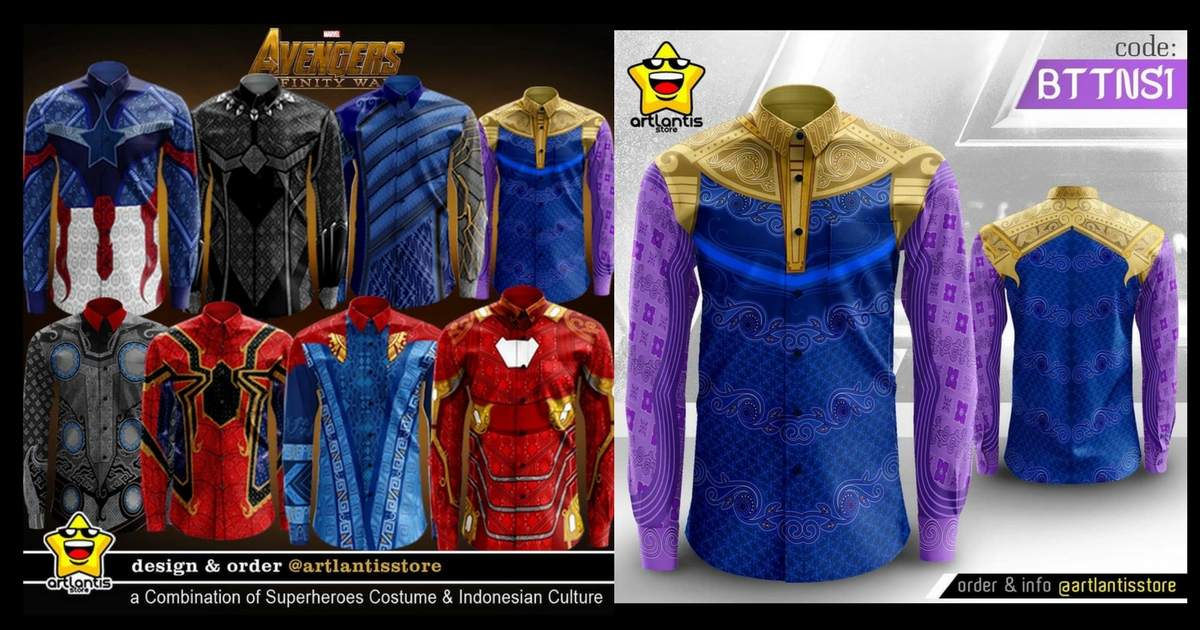 Viral: Thanos and Avengers batik shirts mashup Indonesian traditional ...