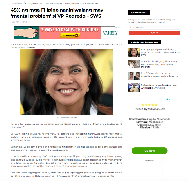 Fake News Alert: National polling firm calls survey on VP Robredo's ...