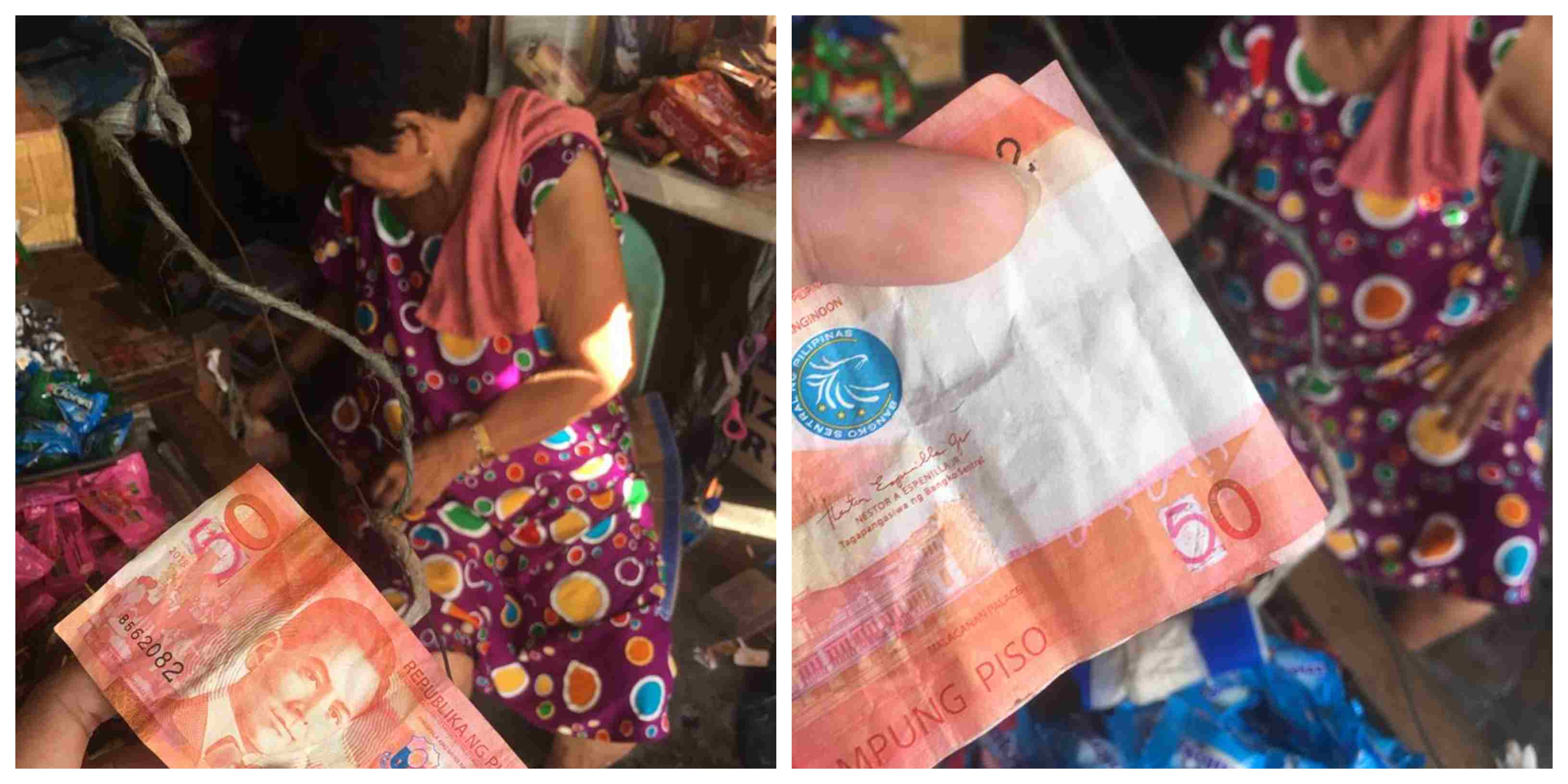 Elderly vendor tricked with PHP20 bill made to look like PHP50 | Coconuts