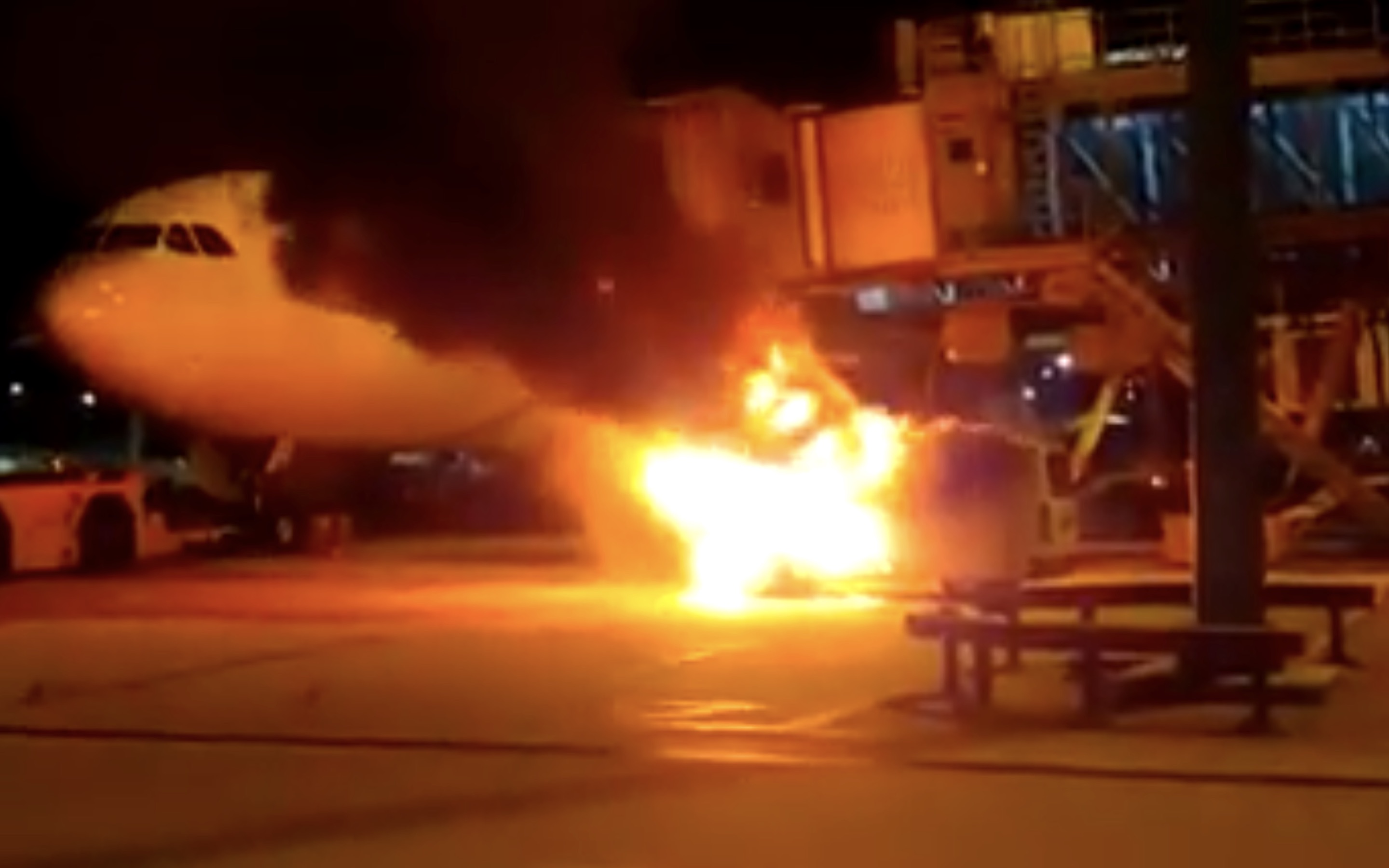 Fire on the Runway: Video shows vehicle engulfed in flames at Hong Kong ...
