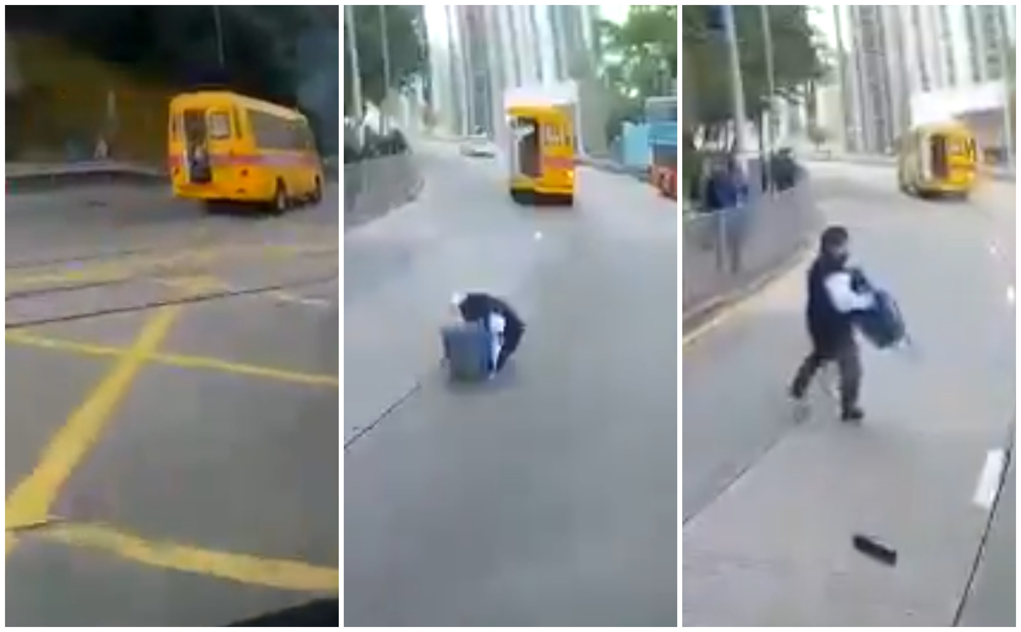 Schoolkid unhurt after spilling out of vehicle as bus makes sharp turn ...
