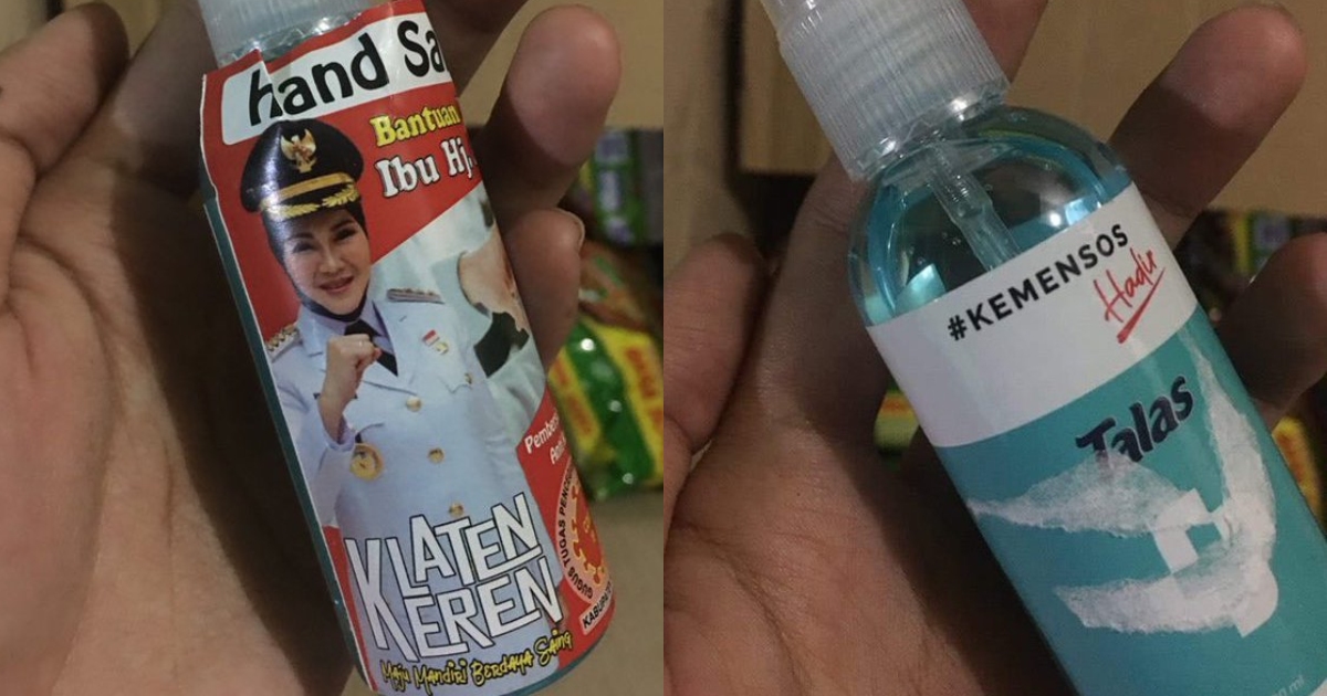 Indonesian official sticks her photo on donated hand sanitizers, gets ...