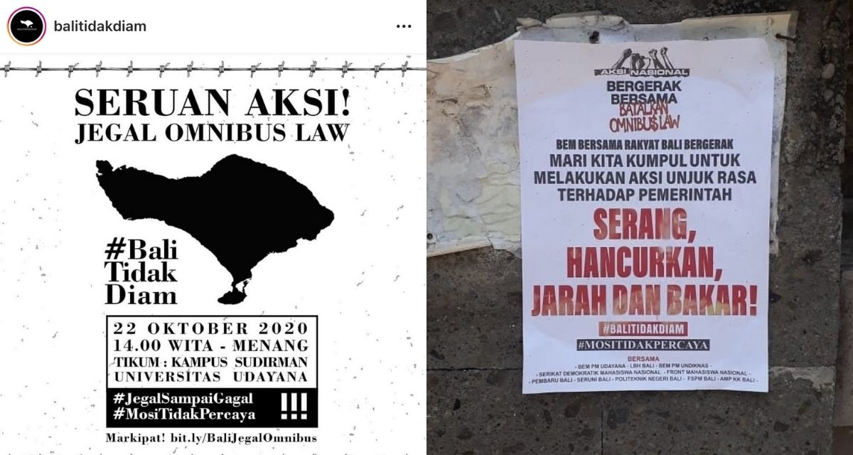 Fake posters for job creation law protest in Bali call for widespread ...