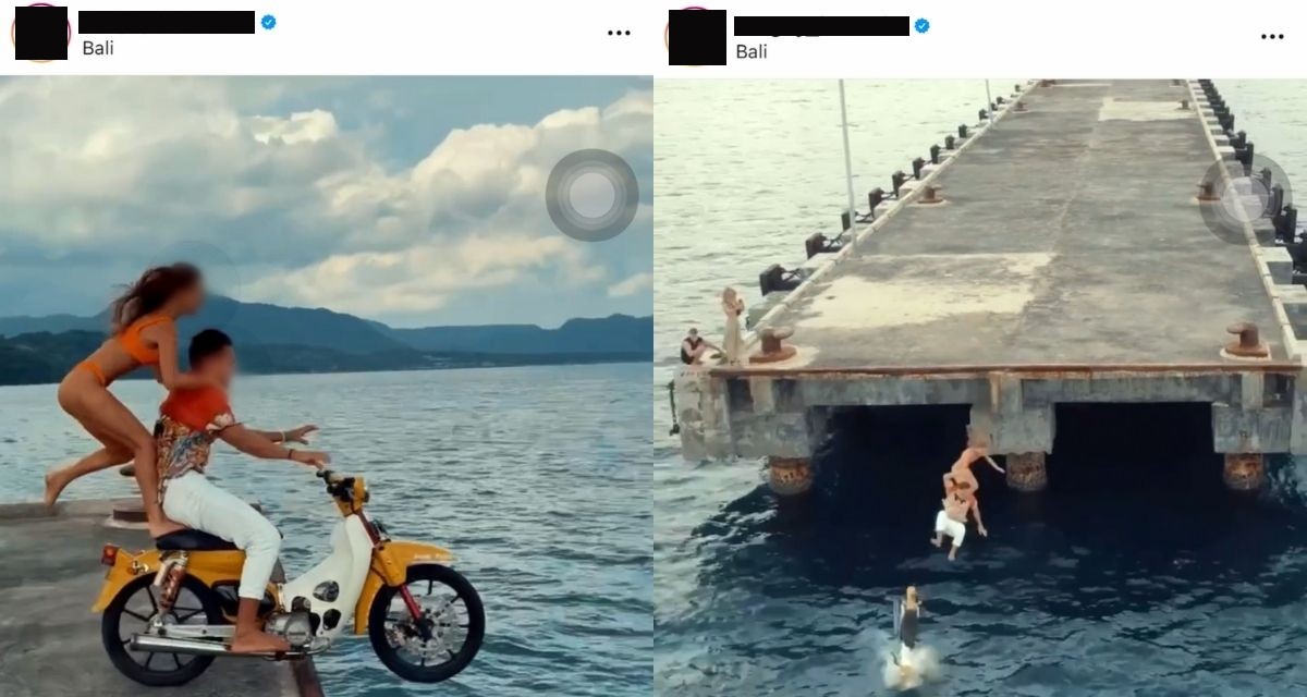 Russian influencer launches off Bali dock on motorcycle in social media ...