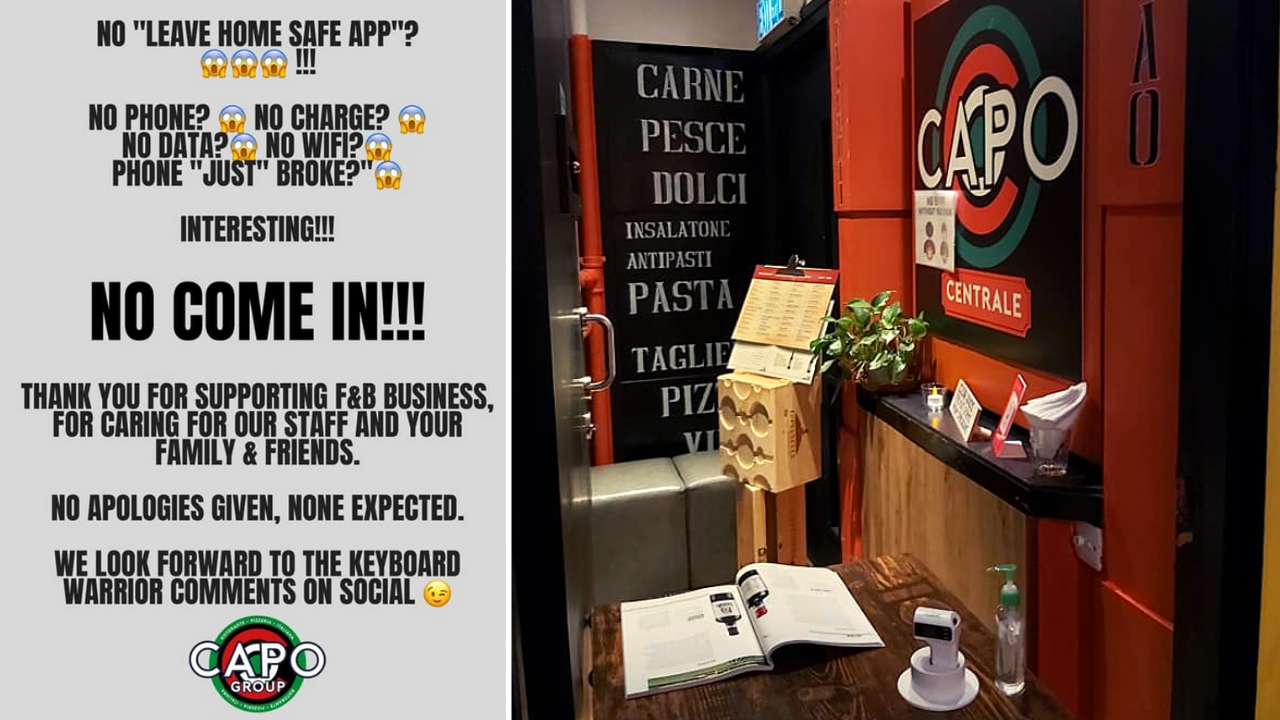 'LeaveHomeSafe users only': Italian restaurant group under fire for ...