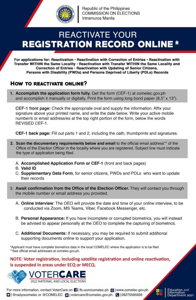 Voters can now reactivate their COMELEC registration online—here's how ...