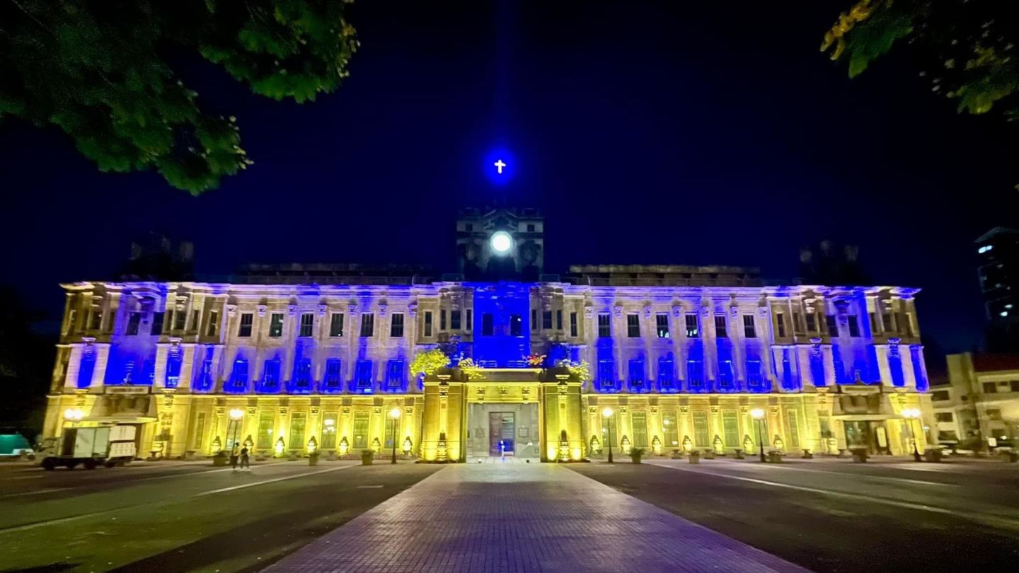 UST lights up historic structures in yellow and blue in support of ...
