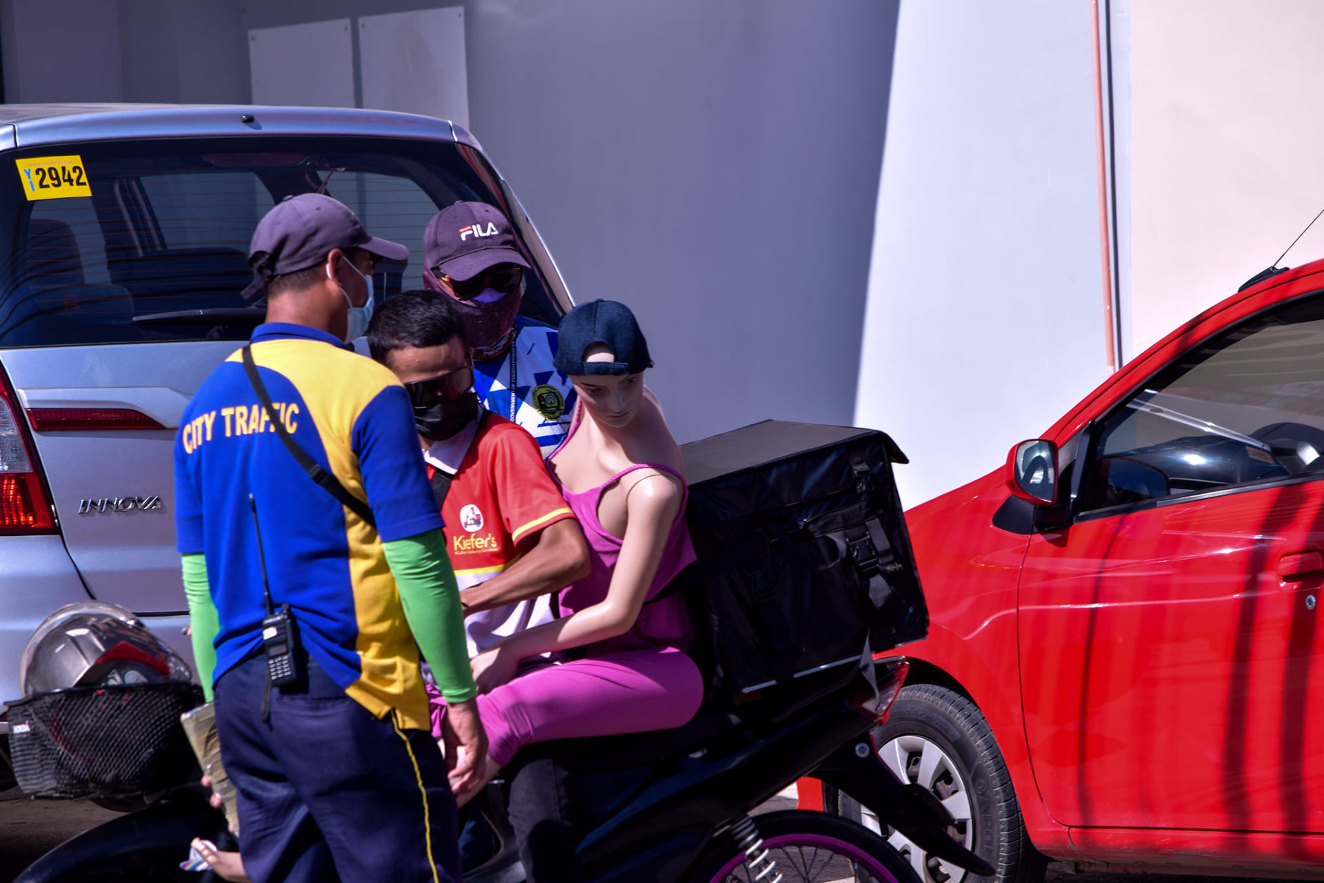 Traffic enforcers apprehend helmet-less rider on motorcycle, turns out ...