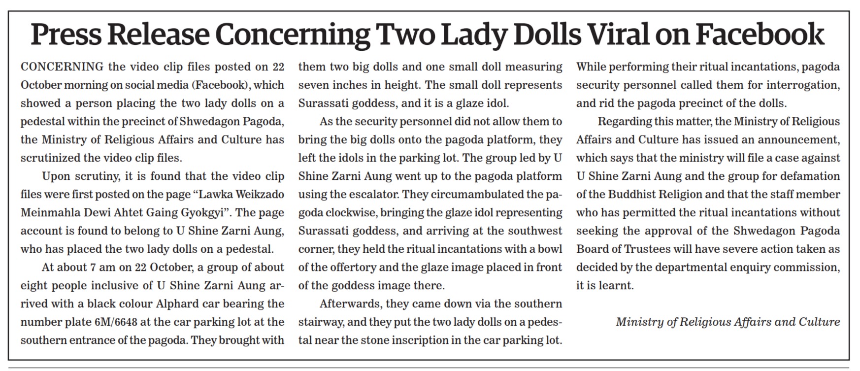 Sex Dolls Used For Ritual Outside Of Sacred Pagoda Lead To Mans Arrest Coconuts