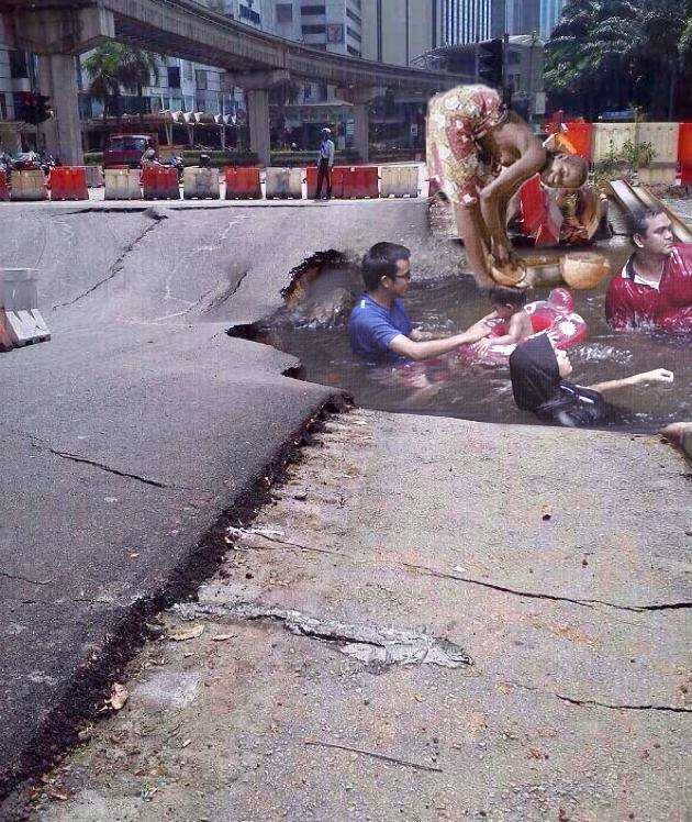 Photos: the Jalan Imbi road collapse in memes - because why not | Coconuts