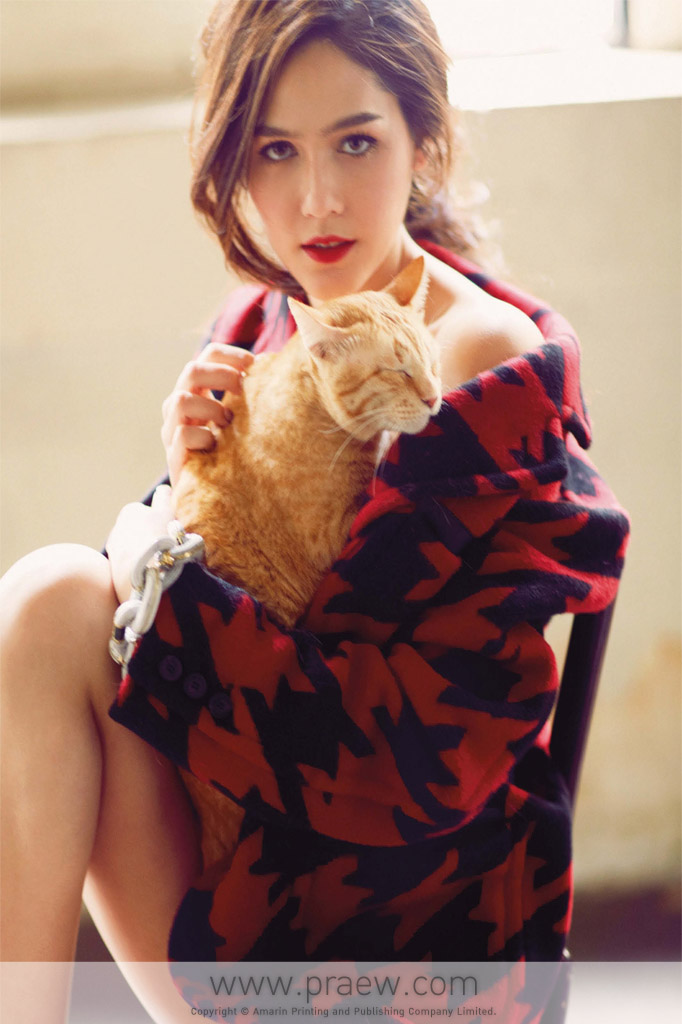 Asoke Cat in magazine spread with nearly-as-famous human